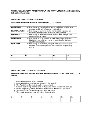 MINTAFELADATSOR KZPISKOLA (40 PONT)/Mock Test Secondary School (40 ...