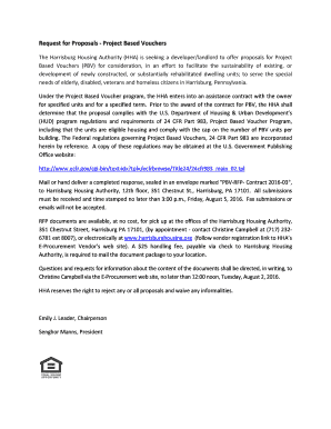 Fillable Online Request for Proposals - Project Based Vouchers Fax ...