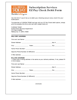 Fillable Online EZ Pay Check Debit Form Fax Email Print - pdfFiller