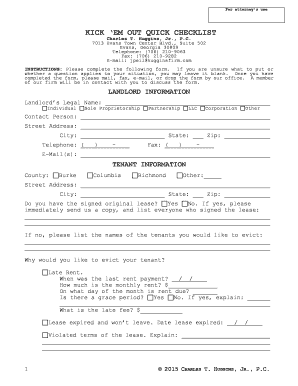 Fillable Online KICK EM OUT QUICK CHECKLIST Fax Email Print - pdfFiller
