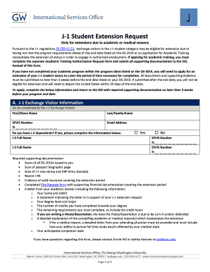 Fillable Online J-1 Student Extension Request Fax Email Print - pdfFiller