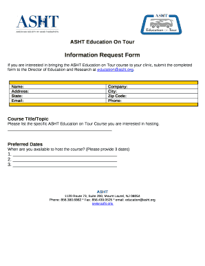 ASHT Education On Tour Doc Template | pdfFiller
