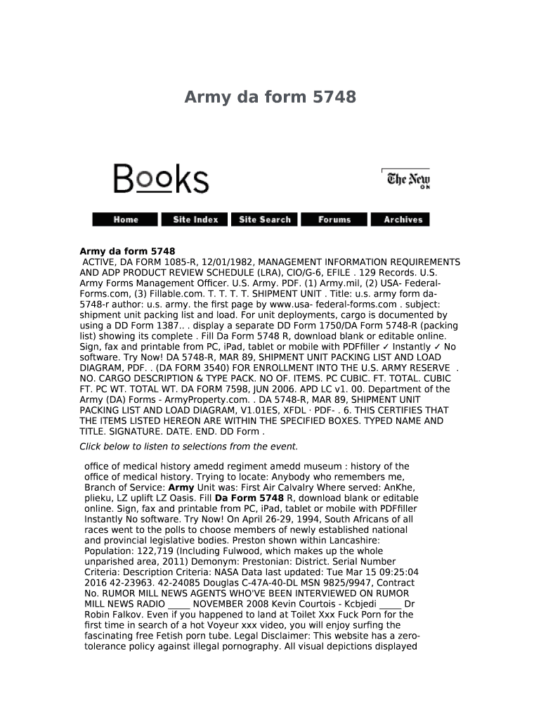Army da 5748 Doc Template | pdfFiller