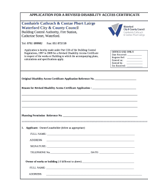 of Application For A Revised Disability Access Certificate Doc Template ...