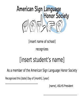 As a member of the American Sign Language Honor Society Doc Template ...