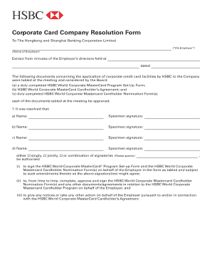 Fillable Online Corporate Card Company Resolution Form Fax Email Print ...