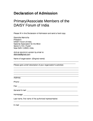 Declaration of Admission Doc Template | pdfFiller