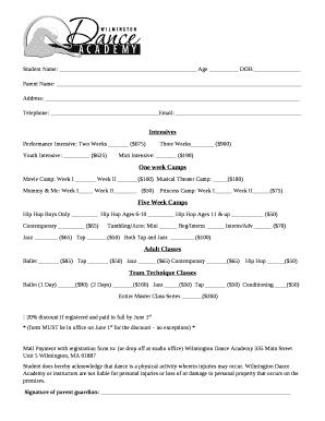 Student Name: Age DOB: Doc Template | pdfFiller