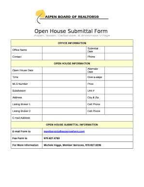Open House Submittal Doc Template | pdfFiller