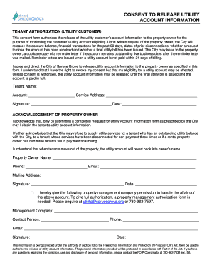 Fillable Online CONSENT TO RELEASE UTILITY Fax Email Print - pdfFiller