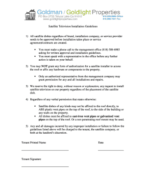 Fillable Online Satellite Television Installation Guidelines Fax Email ...