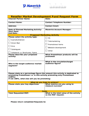 Reseller Market Development Fund Request Doc Template | pdfFiller