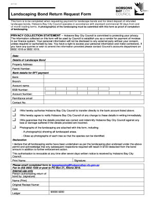 Fillable Online Landscaping Bond Return Request Form Fax Email Print ...
