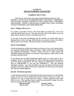 Fillable Online TENANTS RIGHTS AND DUTIES Fax Email Print - pdfFiller