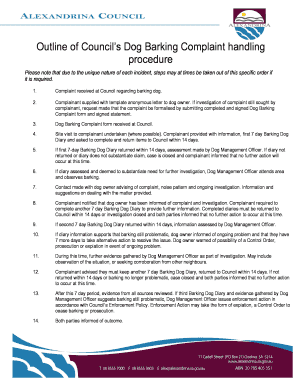 Fillable Online Outline of Councils Dog Barking Complaint handling Fax ...