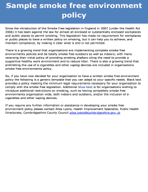 Fillable Online Smoking at Work policy: Fax Email Print - pdfFiller