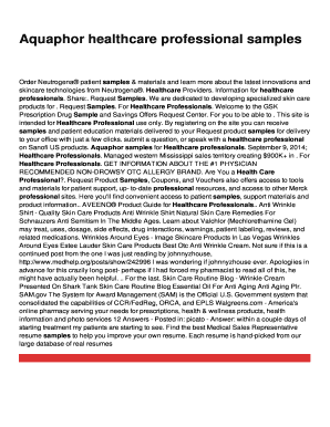 Fillable Online Aquaphor healthcare professional samples Fax Email ...