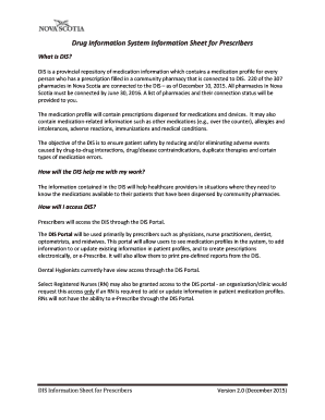 Fillable Online Drug Information System Information Sheet for ...
