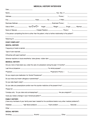 Fillable Online MEDICAL HISTORY INTERVIEW Fax Email Print - pdfFiller