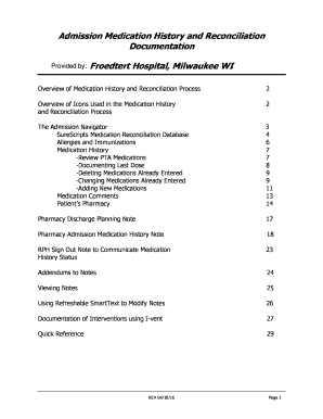 Fillable Online Admission Medication History and Reconciliation Fax ...