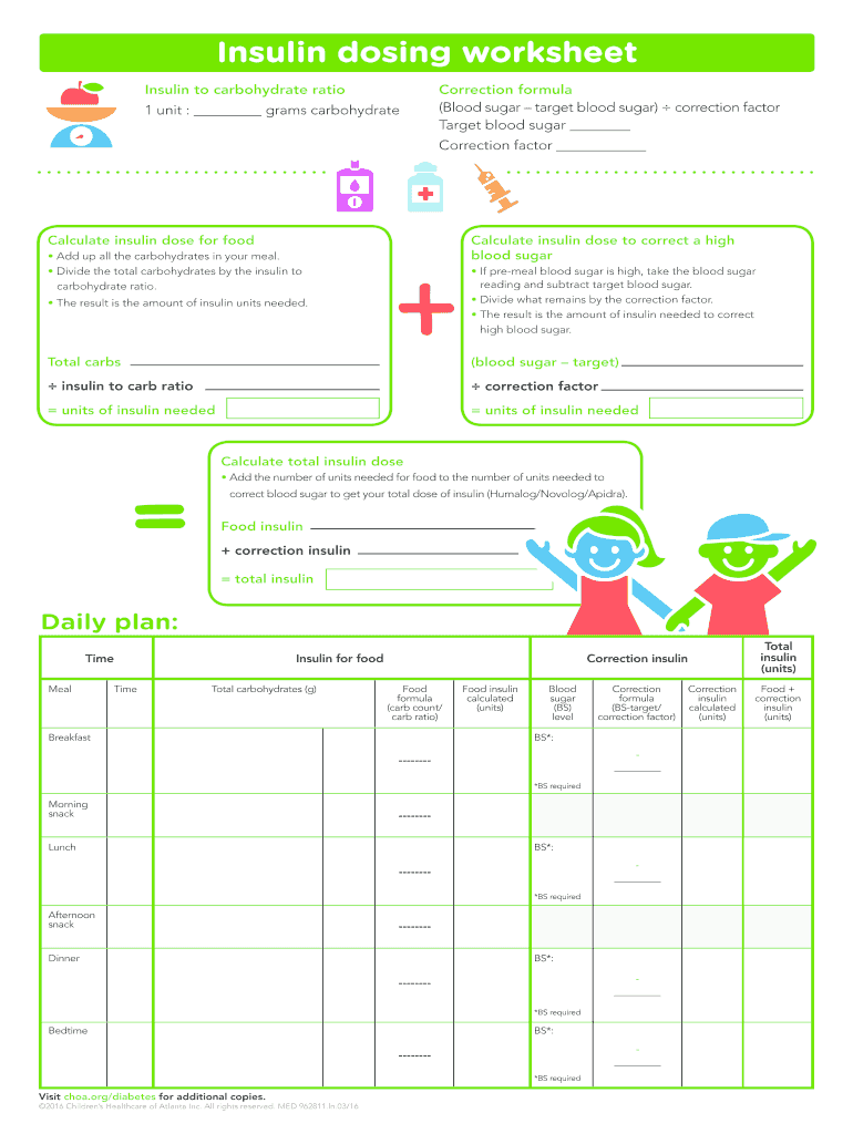 Fillable Online Insulin dosing worksheet Fax Email Print - pdfFiller