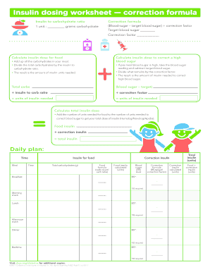 Fillable Online Insulin dosing worksheet correction formula Fax Email ...