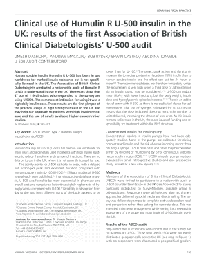 Fillable Online Clinical use of Humulin R U-500 insulin in the Fax ...