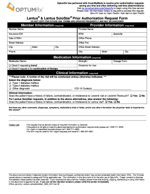 Fillable Online Lantus & Lantus SoloStar Prior Authorization Request ...