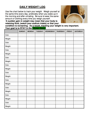 Fillable Online DAILY WEIGHT LOG Fax Email Print - pdfFiller