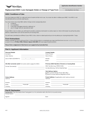 Fillable Online Replacement MSIC: Lost, Damaged, Stolen or Change of ...