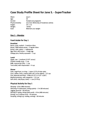 Fillable Online Case Study Profile Sheet for Jane S Fax Email Print ...