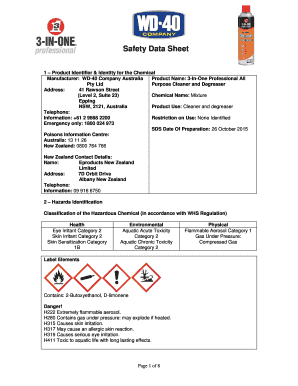 Fillable Online 1 Product Identifier & Identity for the Chemical Fax ...