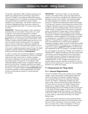 Fillable Online Horizon NJ Health - Billing Guide Fax Email Print ...
