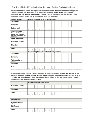 Fillable Online The Glebe Medical Practice Online Services Patient ...