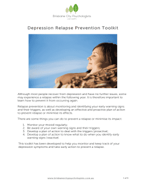 Fillable Online Depression Relapse Prevention Toolkit Fax Email Print ...