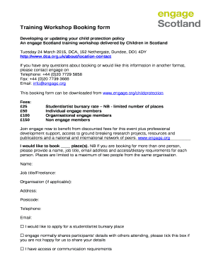 Training Workshop Booking Doc Template | pdfFiller