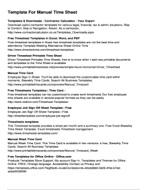 Fillable Online Template For Manual Time Sheet Fax Email Print - pdfFiller
