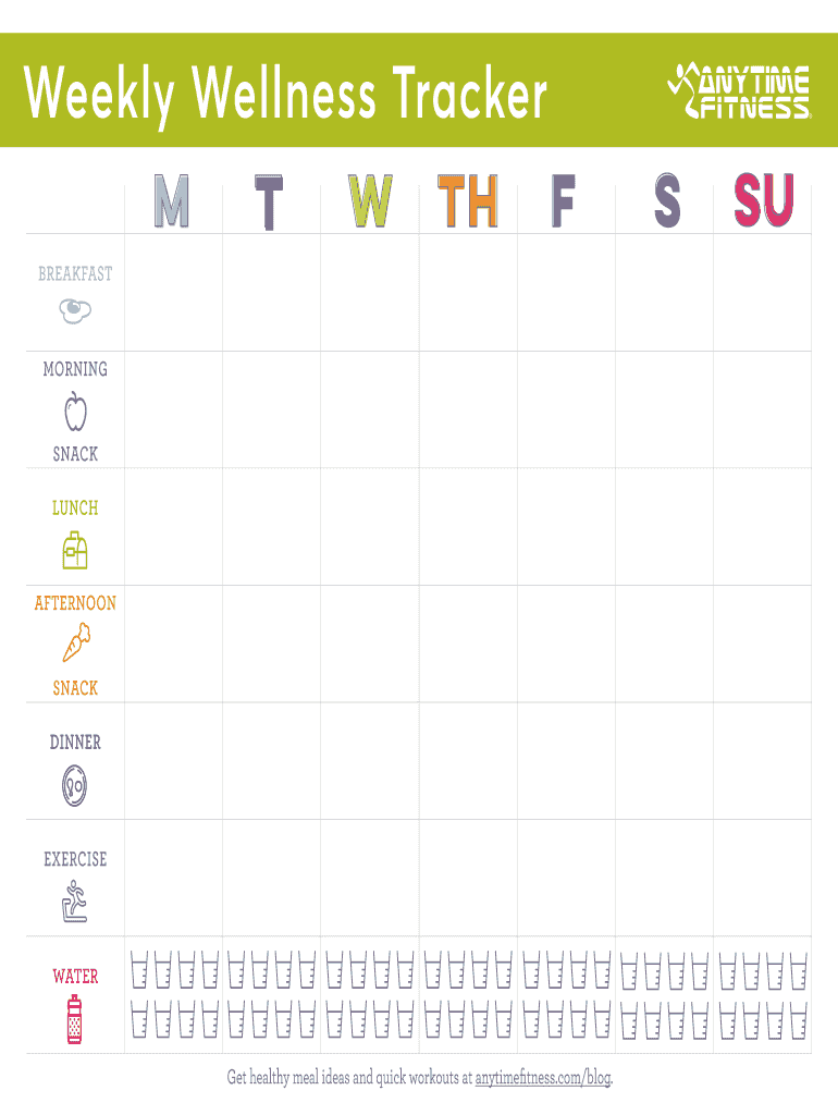 Fillable Online Weekly Wellness Tracker Fax Email Print - pdfFiller