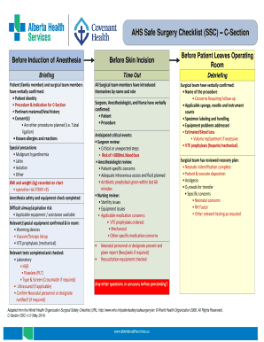 Fillable Online AHS Safe Surgery Checklist (SSC) C-Section Fax Email ...
