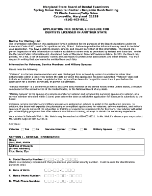 APPLICATION FOR DENTAL LICENSURE FOR Doc Template | pdfFiller