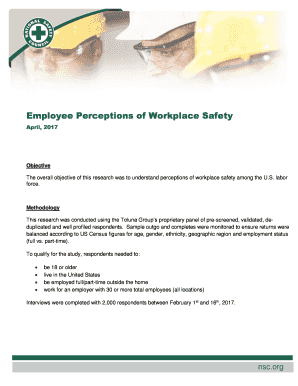 Fillable Online Employee Perceptions of Workplace Safety Fax Email ...