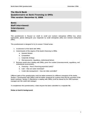 Fillable Online World Bank SME Questionnaire Fax Email Print - pdfFiller