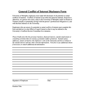Fillable Online General Conflict of Interest Disclosure Form Fax Email Print - pdfFiller