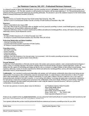 Fillable Online Jan Poindexter-Cameron, MS, LPC-- Professional ...