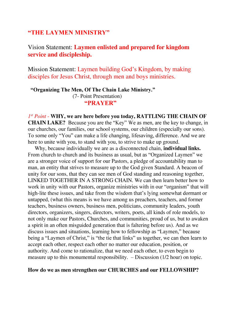 Fillable Online THE LAYMEN MINISTRY Fax Email Print - pdfFiller