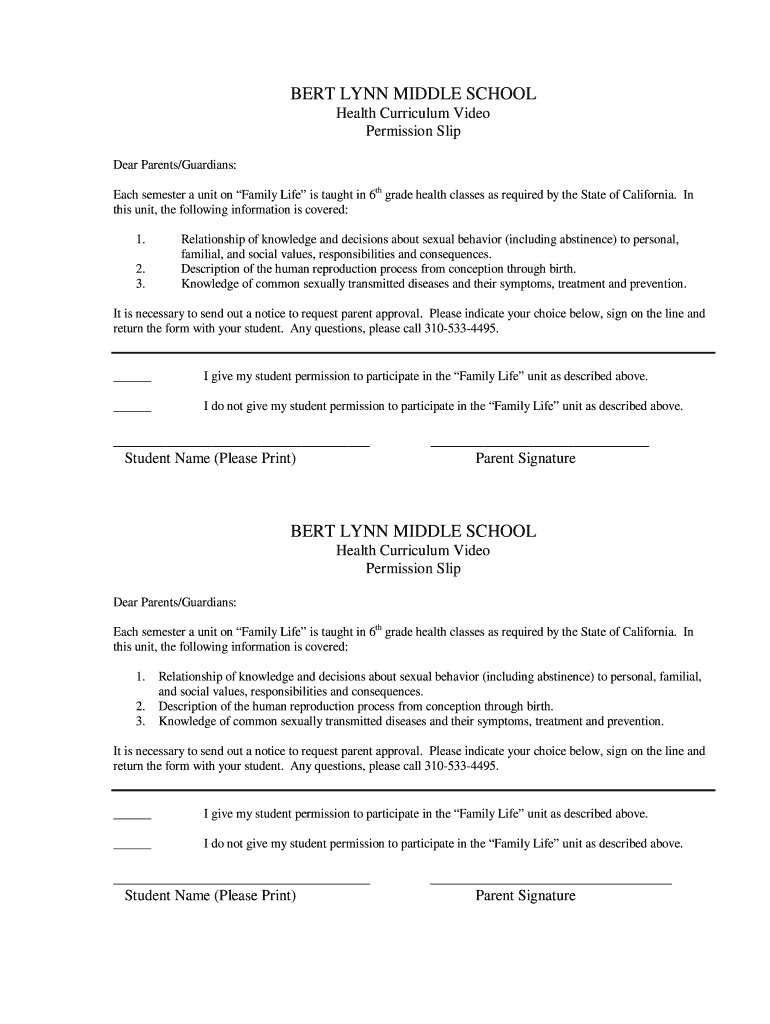 Fillable Online BERT LYNN MIDDLE SCHOOL Fax Email Print - pdfFiller