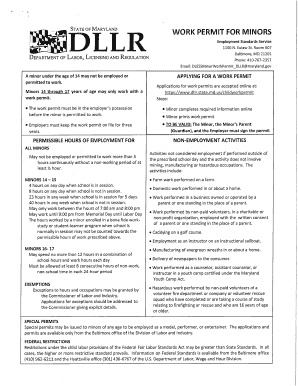 Fillable Online WORK PERMIT FOR MINORS Fax Email Print - pdfFiller