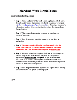 Fillable Online Maryland Work Permit Process Fax Email Print - pdfFiller