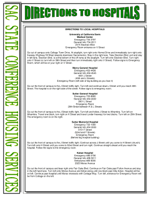 Fillable Online DIRECTIONS TO LOCAL HOSPITALS Fax Email Print - pdfFiller