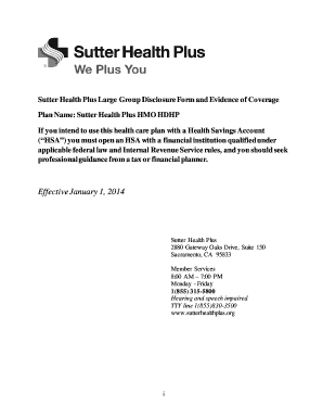 Fillable Online Sutter Health Plus Large Group Disclosure Form and ...